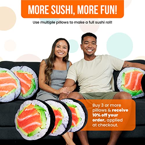 TILTECH Sushi Pillow - Funny Pillow for Bed & Couch, Soft Sushi Plush Cushion, Cute Pillows for Sushi Gifts
