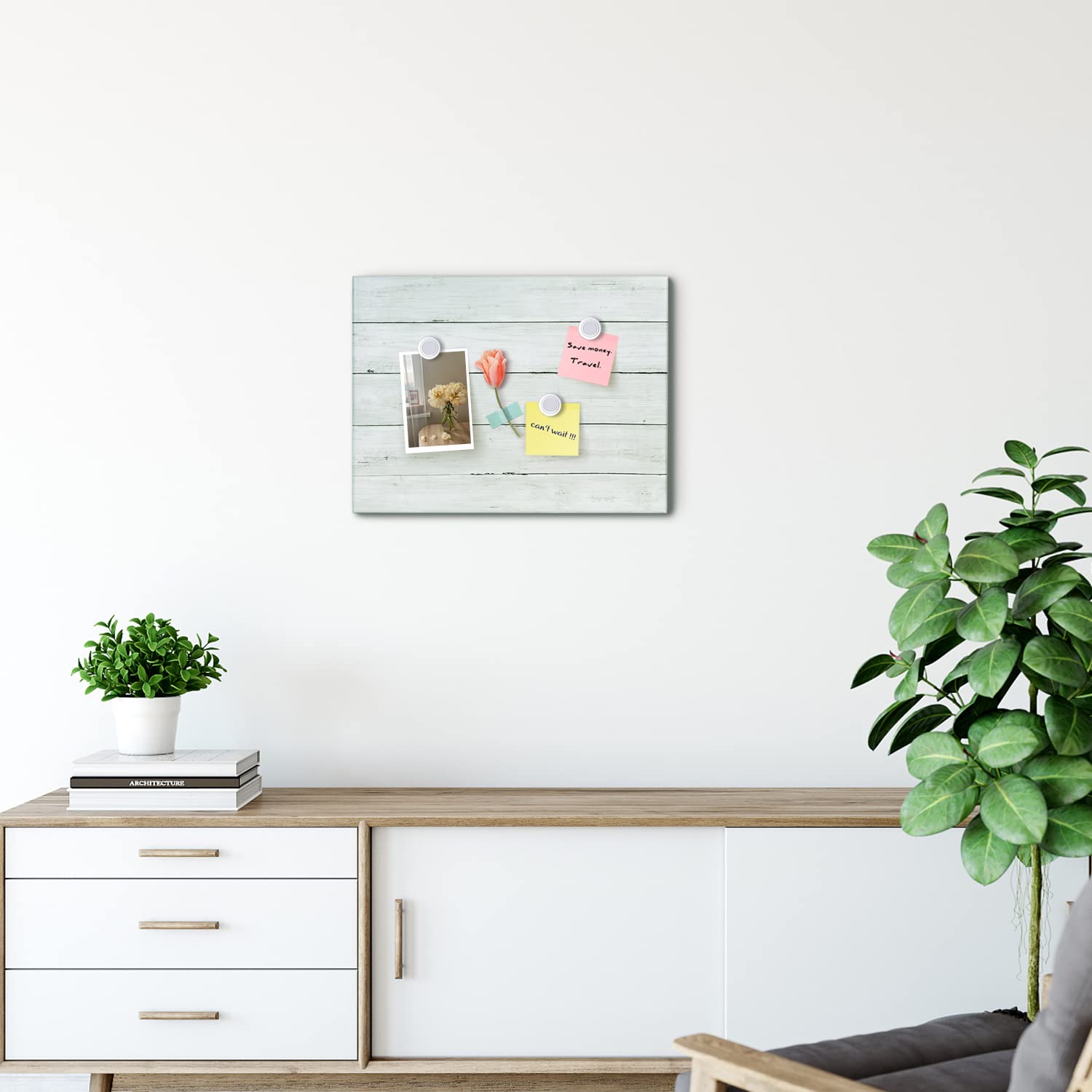 Aitakatta Wooden Planks Print Magnetic Surface Dry Erase Board, 12 x 16 inches Decorative White Board for Wall with Design, Frameless Dry Erase Board for Wall(Plank,4030,1pc)