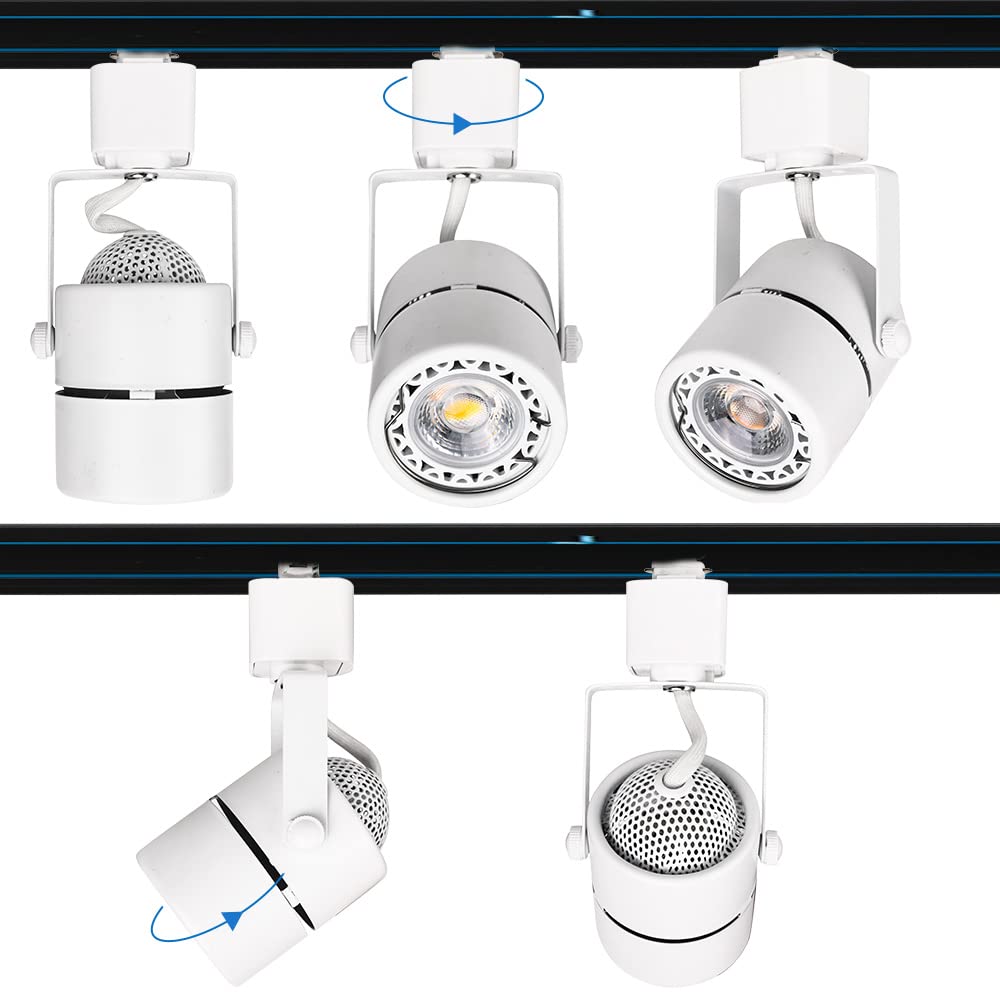 EAGLOD 10W H Track Lighting Heads,Dimmable LED Track Light Fixtures for Accent Retail Artwork,3000K Warm White, Linear Track Light H Type - 120V 24° Angle Halo Type- 8 Pack (White)
