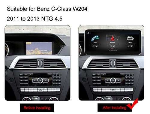 Android 12 Car Stereo GPS Sat Nav for Mercedes-Benz C-Class W204 Class C300 Touchscreen Multimedia Player Mirror Link TPMS CarPlay + DVR,Qualcomm 662 8+256GB 12.5 inch-(2011-2013) NTG4.5 LHD