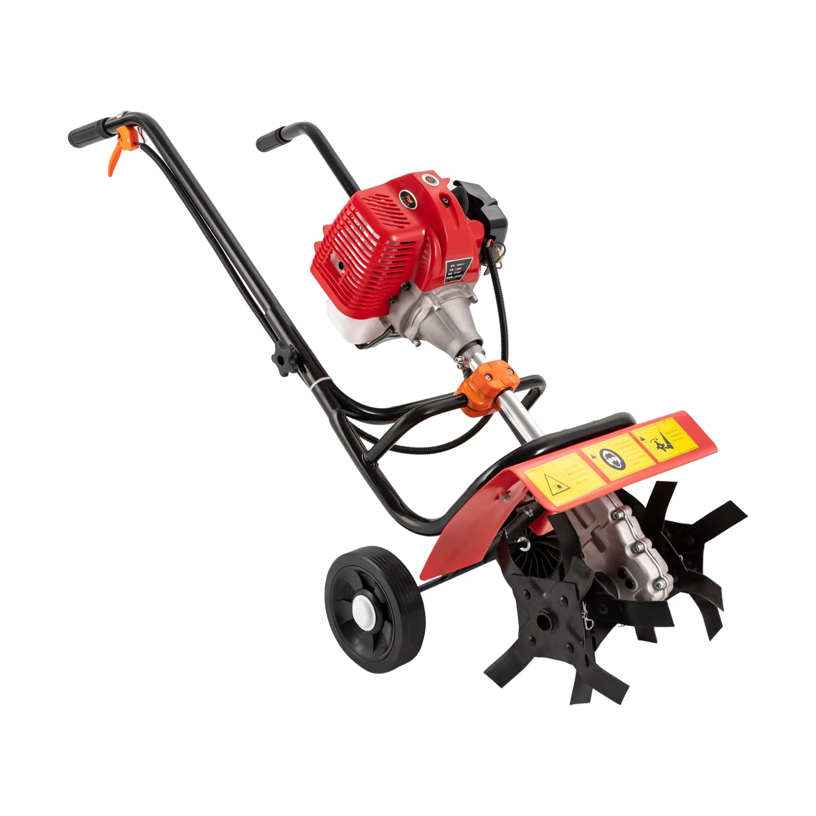 Mini Tiller Cultivator 52CC 2-Stroke Gas Powered Rototiller Hand Rotary Cultivator Lightweight Tiller Garden Tool for Lawn, Digging, Weed Removal, Soil Cultivation