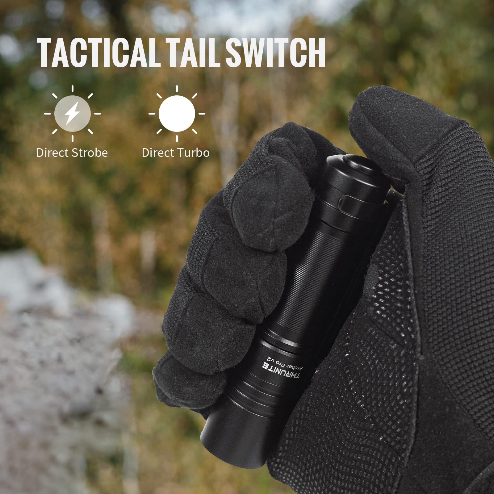 ThruNite Archer Pro V2 EDC Flashlight - 950 Lumens, USB-C Rechargeable, Tail Switch LED Penlight for Camping, Outdoor & Emergency - Cool White (Black)