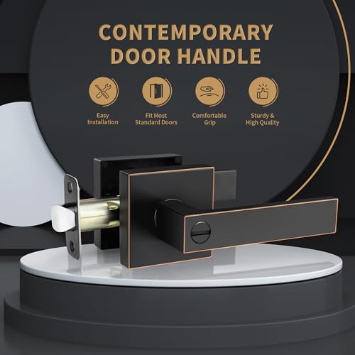 Gaurqiah Oil Rubbed Bronze Privacy Door Handle, Heavy Duty Door Lever,Reversible Square Door Lever for Bathroom,1 Pack(2.2lbs)