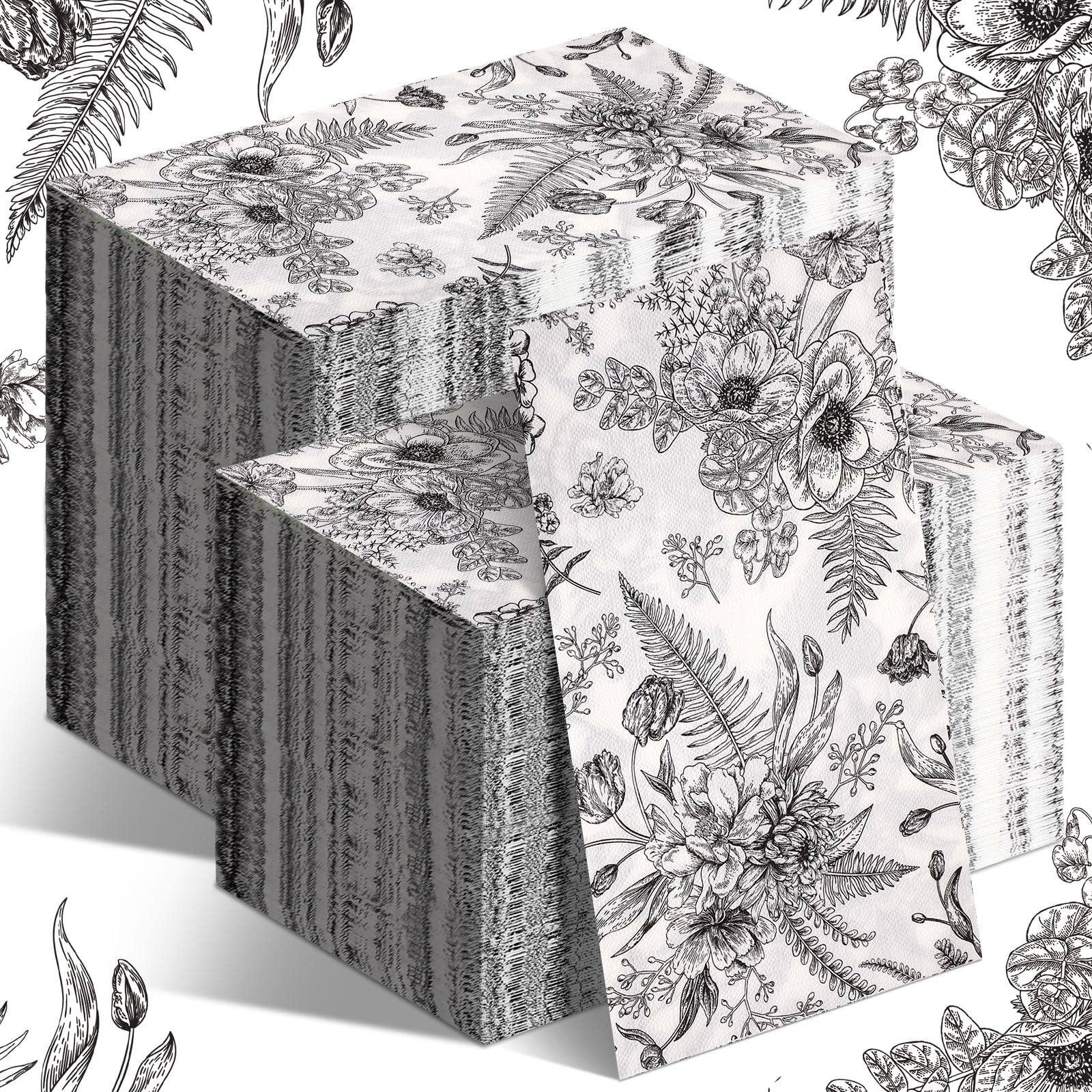 Fuutreo 200 Pieces Disposable Hand Towels for Bathroom Vintage Floral Napkins Decorative Hand Towel Disposable Guests Paper Decorative Napkins for Bridal Shower Baby Shower Wedding Kitchen
