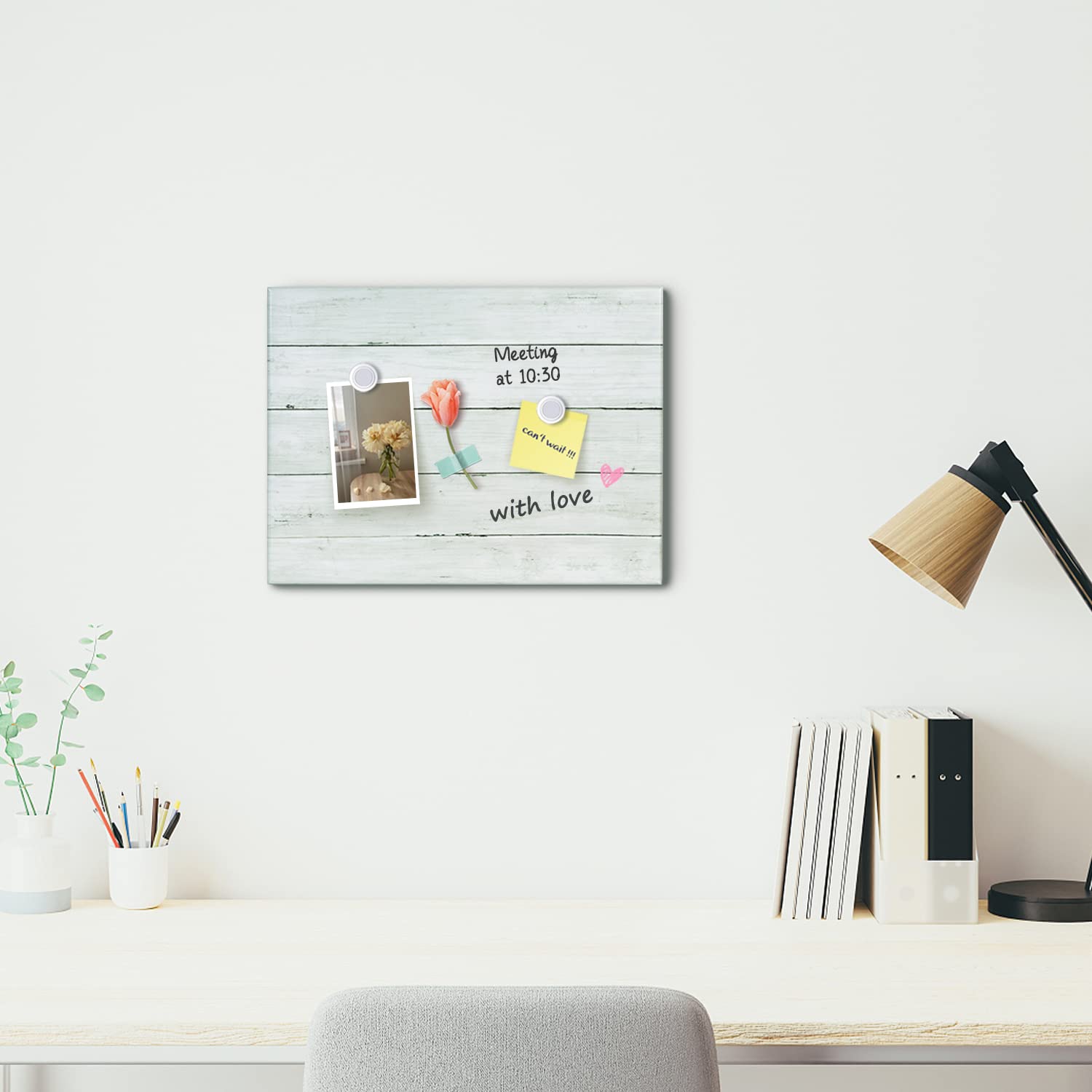 Aitakatta Wooden Planks Print Magnetic Surface Dry Erase Board, 12 x 16 inches Decorative White Board for Wall with Design, Frameless Dry Erase Board for Wall(Plank,4030,1pc)