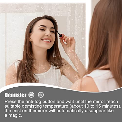 Janboe 20 Inch X 28 Inch Surface Mount LED Lighted Mirror Medicine Cabinet Single Door Bathroom Cabinet Double Touch Switches for Dimmer and Anti-Fog Function