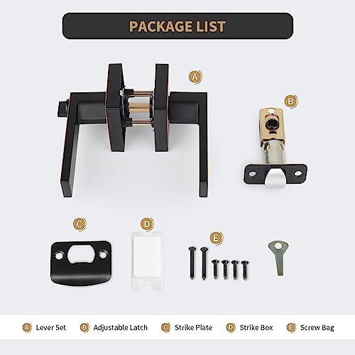 Gaurqiah Oil Rubbed Bronze Privacy Door Handle, Heavy Duty Door Lever,Reversible Square Door Lever for Bathroom,1 Pack(2.2lbs)