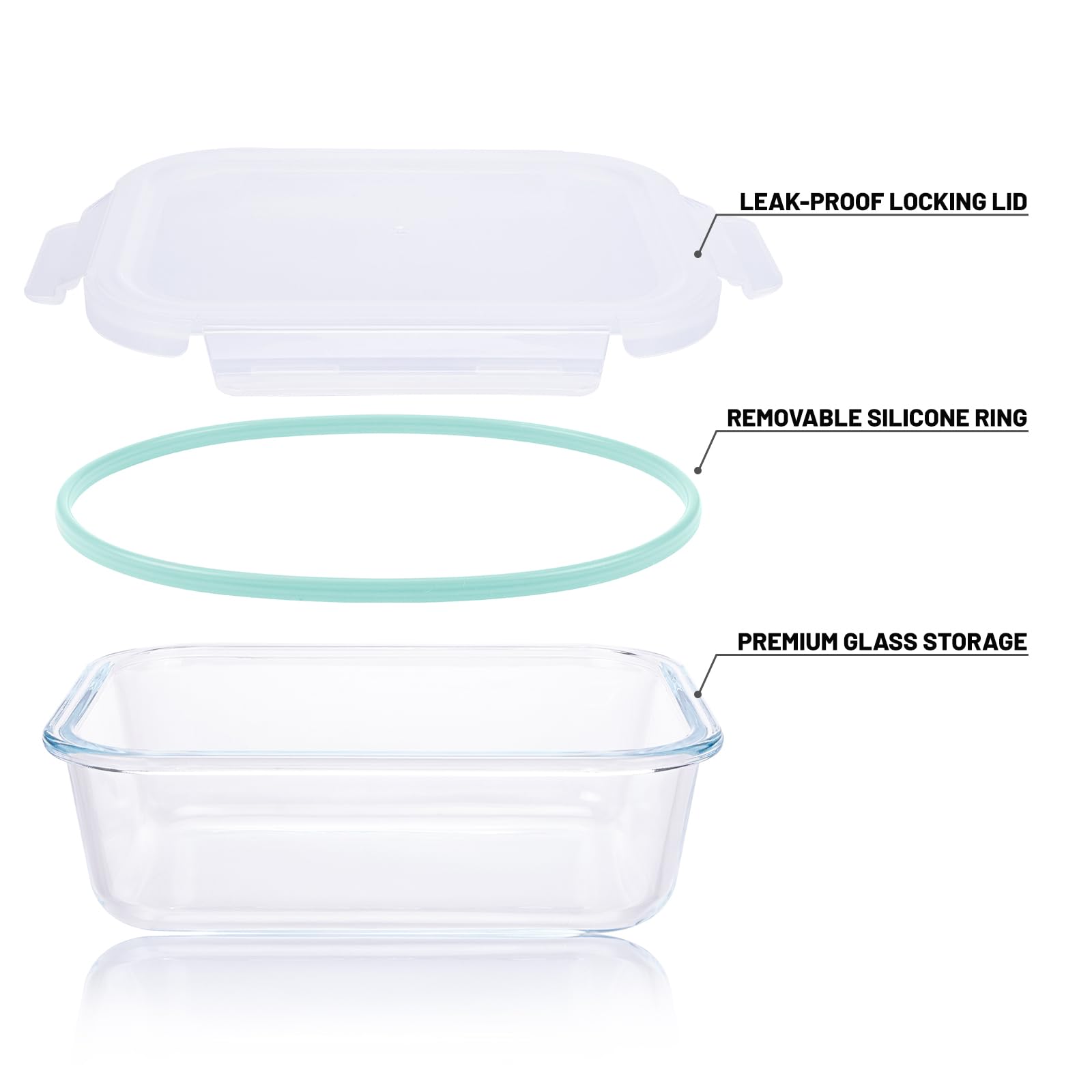 Moretoes 9pcs Glass Meal Prep Container, Glass Food Storage Containers with Lids, Meal Prep Lunch Boxes, Airtight, Glass, Leakproof Containers Set, Glass Food Storage Containers with Lids
