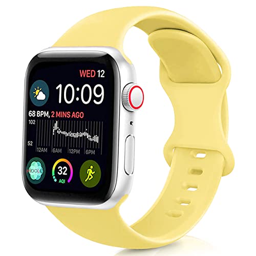 MOOLLY Band Compatible with Apple Watch Band 38mm 40mm 41mm 42mm 44mm 45mm 49mm, Soft Silicone Watch Strap Replacement Sport Band for iWatch Band Ultra SE Series 8/7/6/5/4/3/2/1 Sport & Edition (Pollen Yellow, 41mm/40mm/38mm S/M)