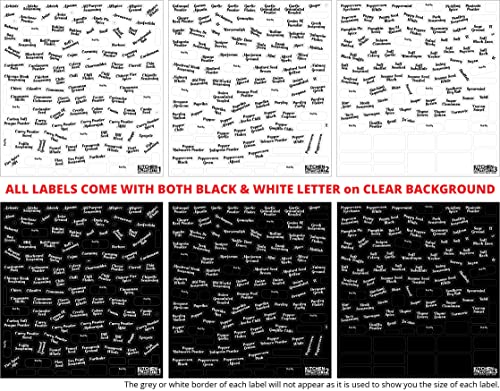 670 Labels: 498 Spice Names + 96 Blank Labels | Most Bold Cursive Preprinted Black & White Letters Label Set | Alphabetized Spice Label System by KITCHEN ALMIGHTY | Spice Jar Labels Spice Organization