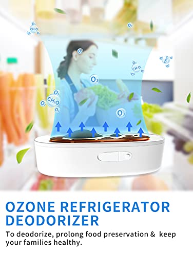 Zerosky Ozone Refrigerator Deodorizer, 20mg/H O3 Air Purifier Deodorizer, Natural Car, Shoe Deodorizer, Odor Eliminators For Home, Closet, Pet Home, Washing Machine, white