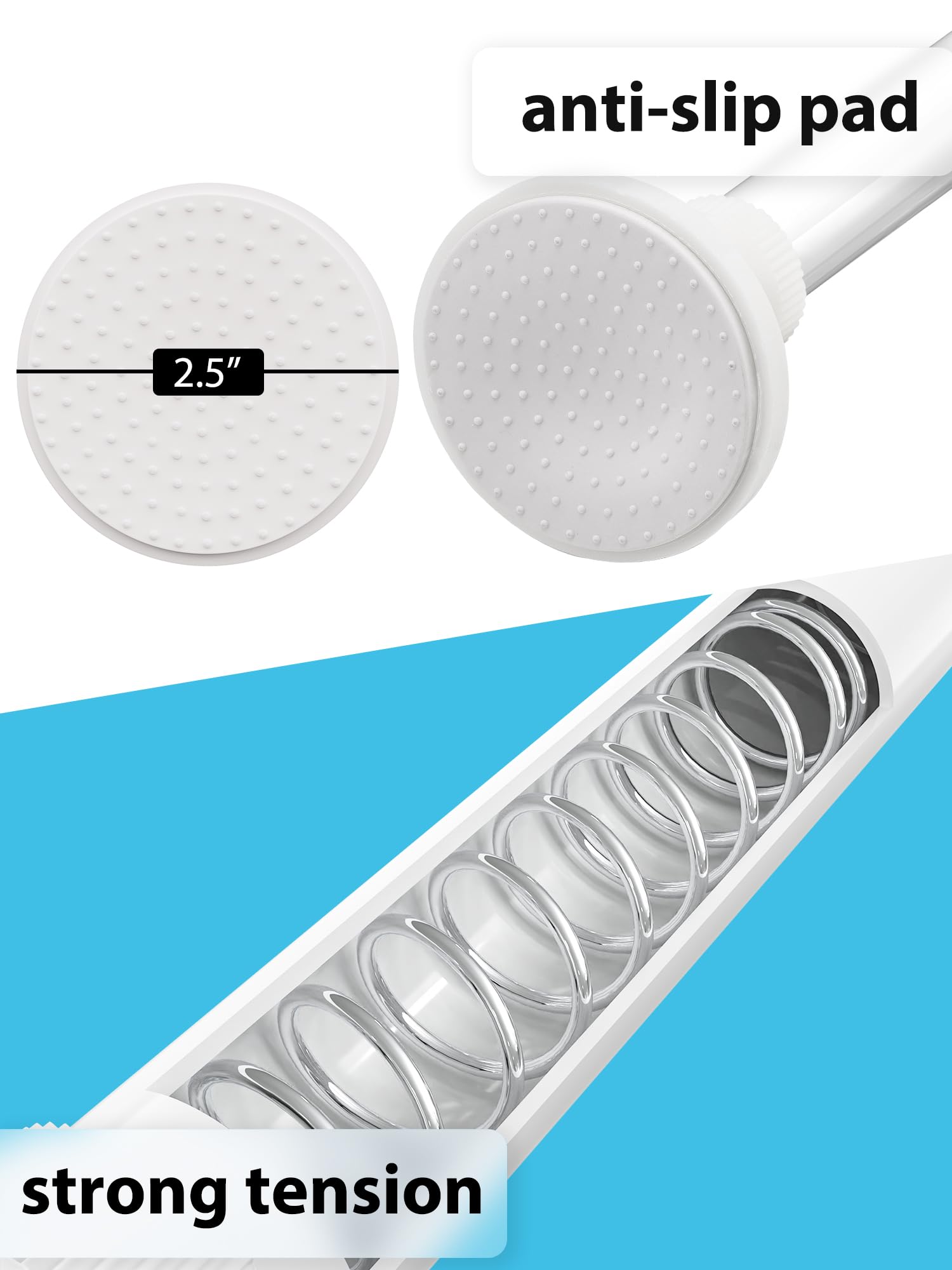 MIYA Adjustable Shower Caddy Corner Tension Pole, 4.5-9.5 FT Standing Corner Shower Organizer, 4-Tier Bathroom Storage Shelf for Inside Shower, Rustproof White Bathtub Caddies with Hooks, Drill Free