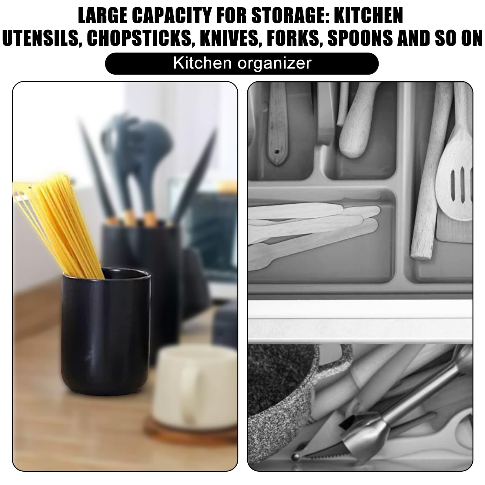 HOMURY Black Ceramic Kitchen Utensil Holder 3.98 Γ 5.28 Inch Matte Utensil Holder with Non-slip Base Black Ceramic Kitchen Utensil Holder Kitchen Supplies, Countertop Utensil Organizer for Kitchen
