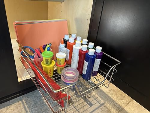 Deep Pull Out Cabinet Organizer 13.6" Wide x 17" Deep - Premium Kitchen Cabinet Pull Out Shelves for Cabinets - Slide Out Bottom Mounted Pantry Shelves and Cabinet Drawers - Easy Installation