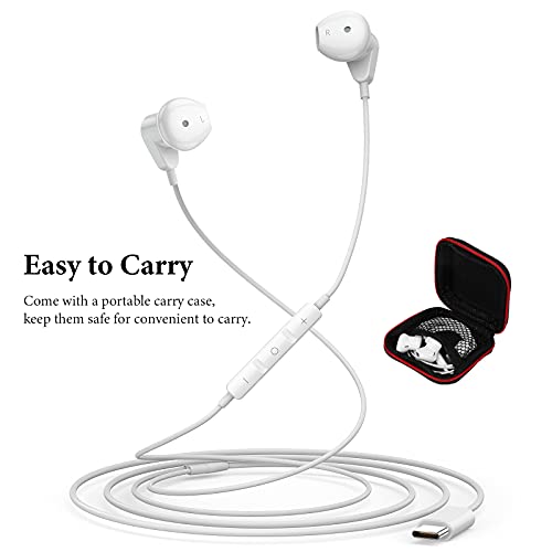 USB C Headphones for iPad Pro,USB Type C Earphones HiFi Stereo USB C Wired Earbuds with Microphone Volume Control for Samsung S23 Ultra S22 S21 S20 FE Note20 A53 Z Flip,Pixel 7 6 6a 5 4,OnePlus 10 9