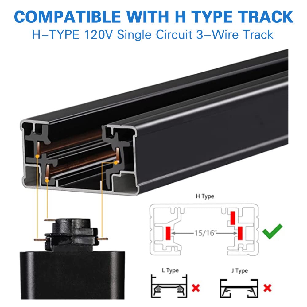 EAGLOD 10W H Track Lighting Heads,Dimmable LED Track Light Fixtures for Accent Retail Artwork,3000K Warm White, Linear Track Light H Type - 120V 24° Angle Halo Type- 8 Pack (White)
