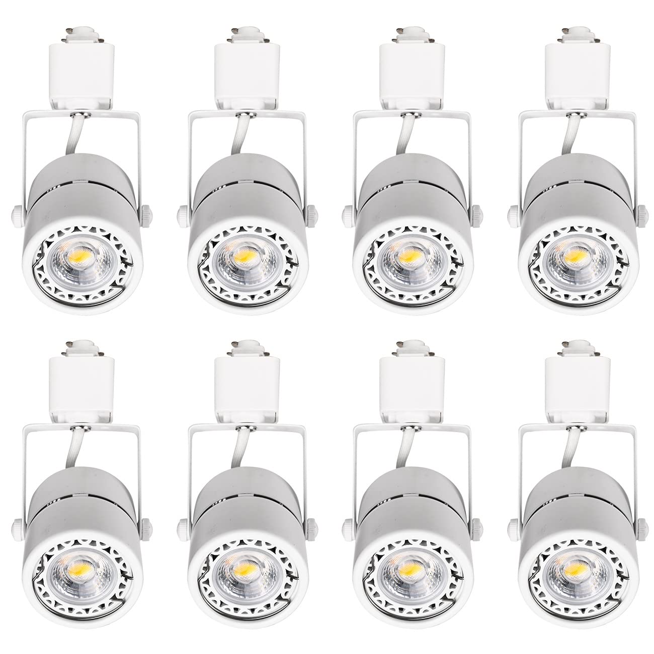 EAGLOD 10W H Track Lighting Heads,Dimmable LED Track Light Fixtures for Accent Retail Artwork,3000K Warm White, Linear Track Light H Type - 120V 24° Angle Halo Type- 8 Pack (White)