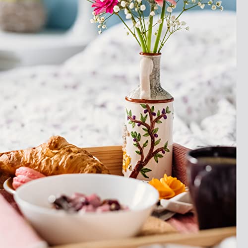 Dicunoy Set of 2 Bamboo Serving Tray, Solid Wood Breakfast Tray with Handles, Large Bamboo Food Tray Great for Dinner, Tea, Coffee, Bar, Parties, 15.6" L x 10.8" W /12.6" L x 8.5" W