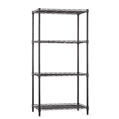 4 Shelf Garage Shelving Unit, Metal Shelves with Wheels Heavy Duty (168 lbs per Shelf), Adjustable Storage Rack, NSF Wire Shelving, Utility Shelf for Kitchen Pantry Rack, Black