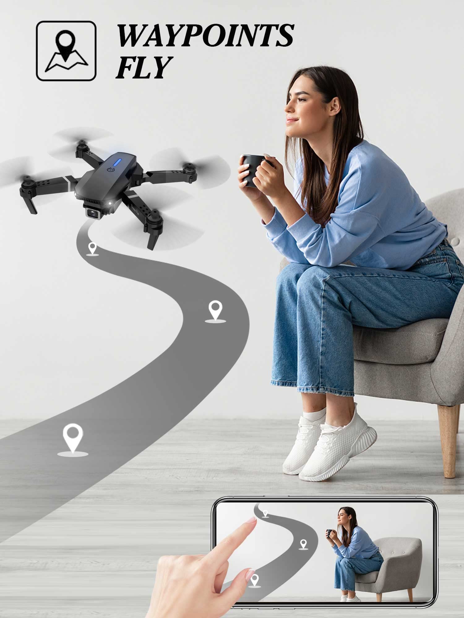 Kids Drone with Camera Foldable Mini Drone for Kids Boys Beginners Toys Drone Gestures Selfie One Key Start 360° Flips 2 Batteries Toy Gifts for Boys Black