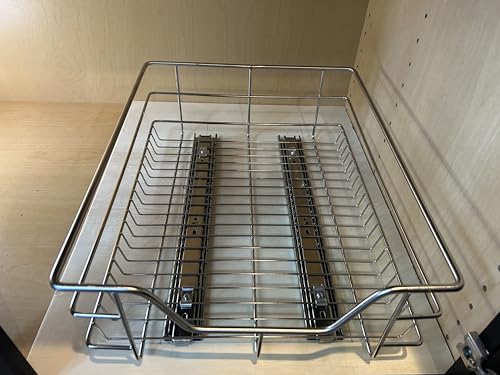 Deep Pull Out Cabinet Organizer 13.6" Wide x 17" Deep - Premium Kitchen Cabinet Pull Out Shelves for Cabinets - Slide Out Bottom Mounted Pantry Shelves and Cabinet Drawers - Easy Installation