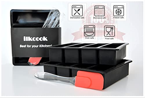 Silicone Ice Cube Tray for Water Bottles || Silicone Butter Molds with Spatula || Long Ice Cube Sticks for Whiskey, Cocktail, Herb Butter || Pack of 2 With Spatula
