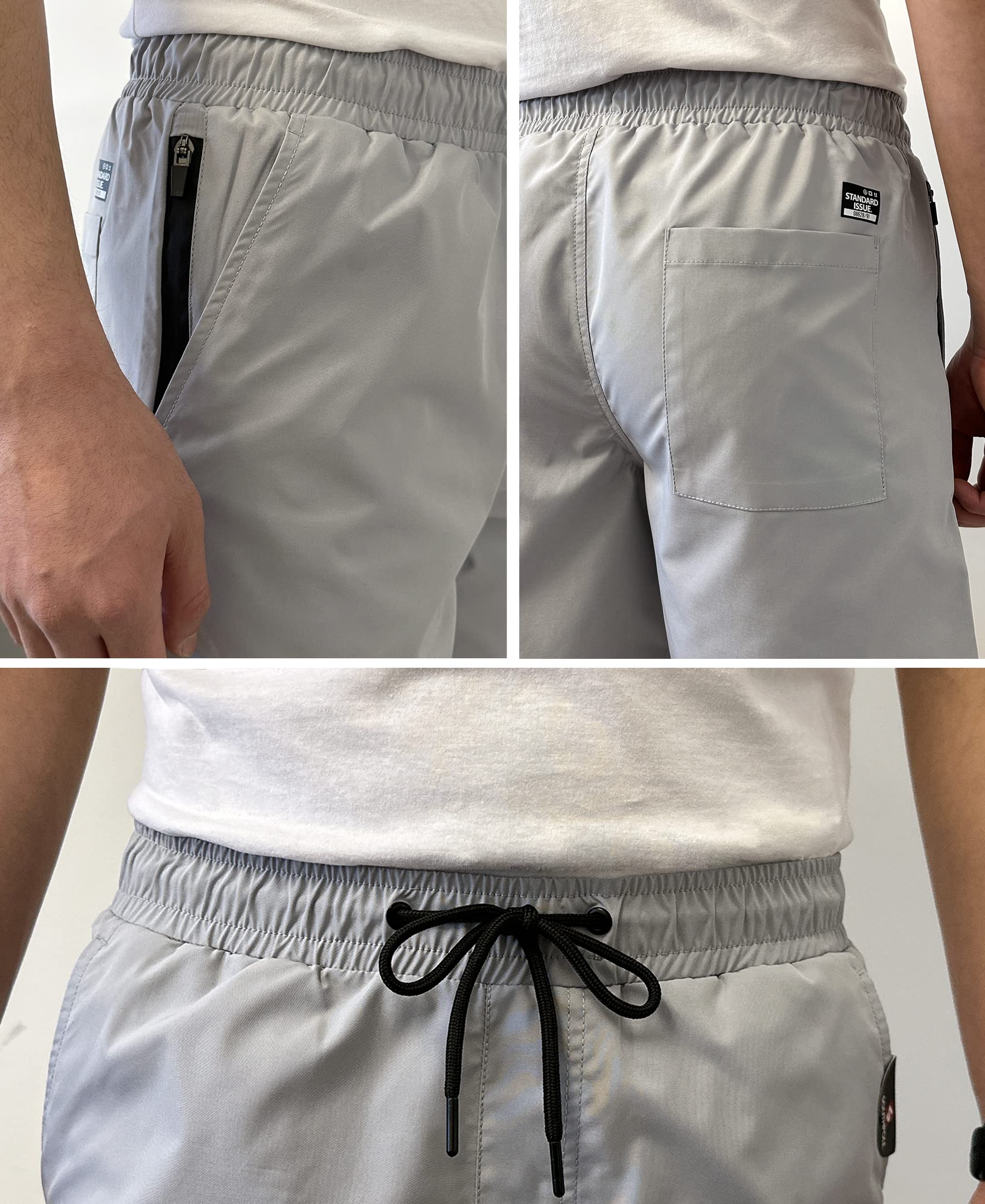 Southpole Men's Quick-Dry Water Resistant Nylon Shorts Inseam 7", Grey, Small