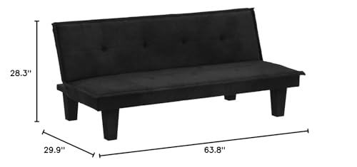 Tulib Convertible Futon Sofa Bed, Folding Upholstered Couch Backrest, 3 Adjustable Positions, for Compact Living Space. Apartment, Dorm, Black