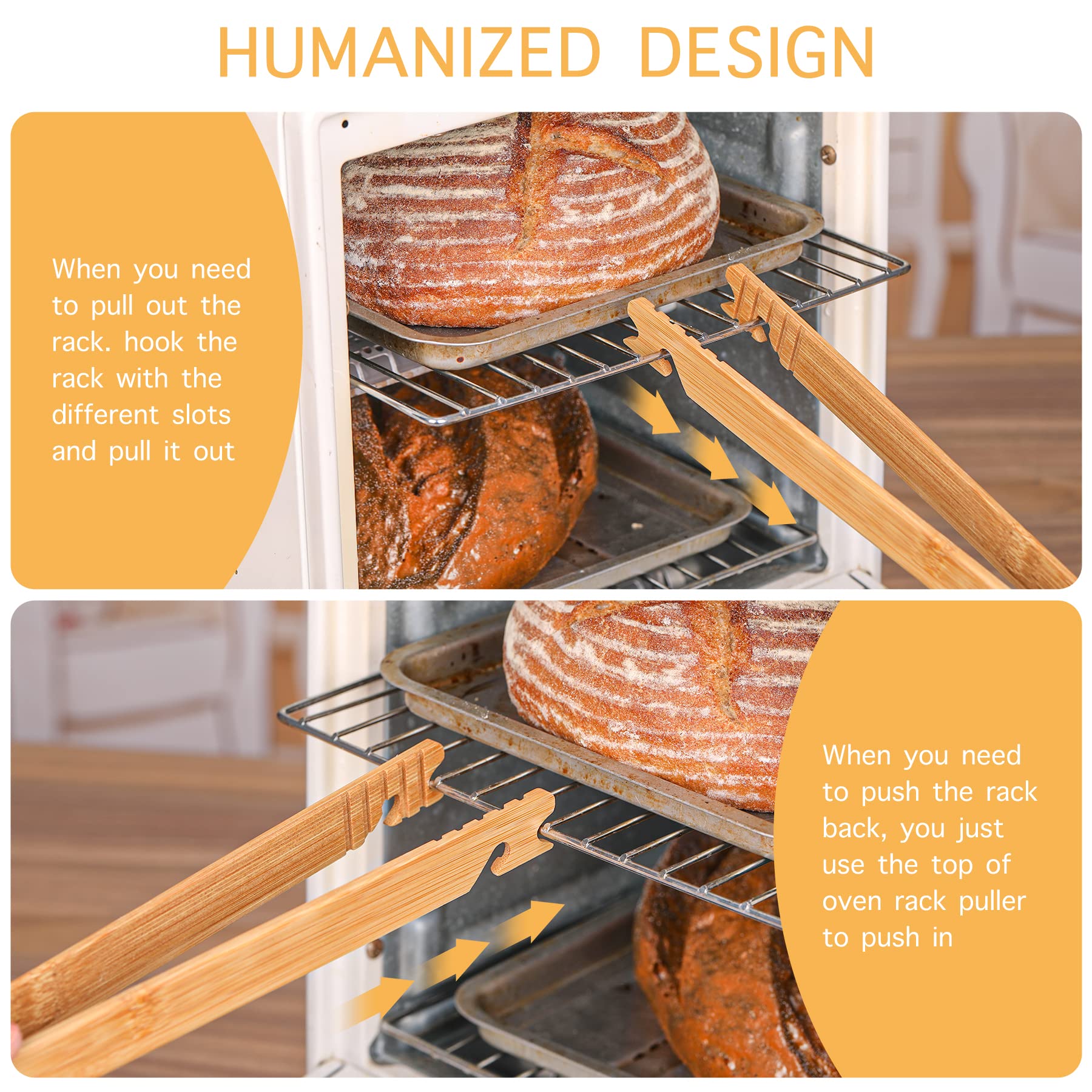 Recsrdce (11 inches Oven Rack Puller, bamboo cooking tongs, Salad pliers,toaster tongs)and(8inches Cream spatula,mini serrated knif,Wooden handle/Stainless steel spatula blade )