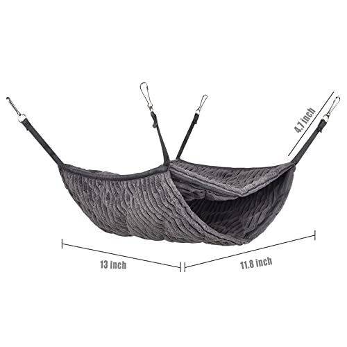 Petmolico Double Bunkbed Rat Hammock, Small Animal Hideaway Sleeping Swing Cage Accessories for Guinea Pigs Chinchilla, Fits 2 Ferrets or 5 More Rats, Gray