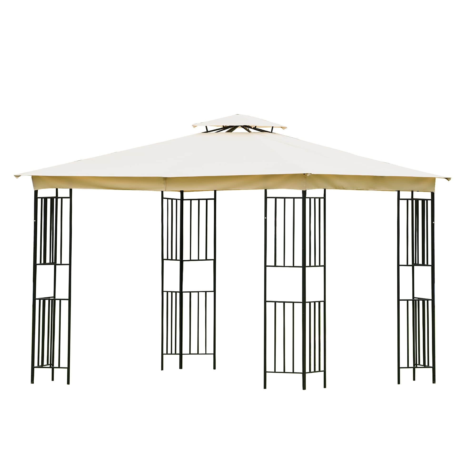 Merax Hardtop Gazebo - Outdoor Canopy Tent with Netting for Patio Garden Backyard (Beige)