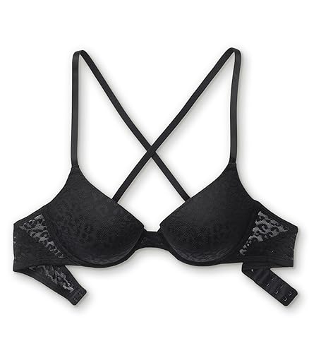 Victoria's Secret Pink Wear Everywhere Push Up Bra, Lace, Padded, Smoothing, Bras for Women, Black (34B)