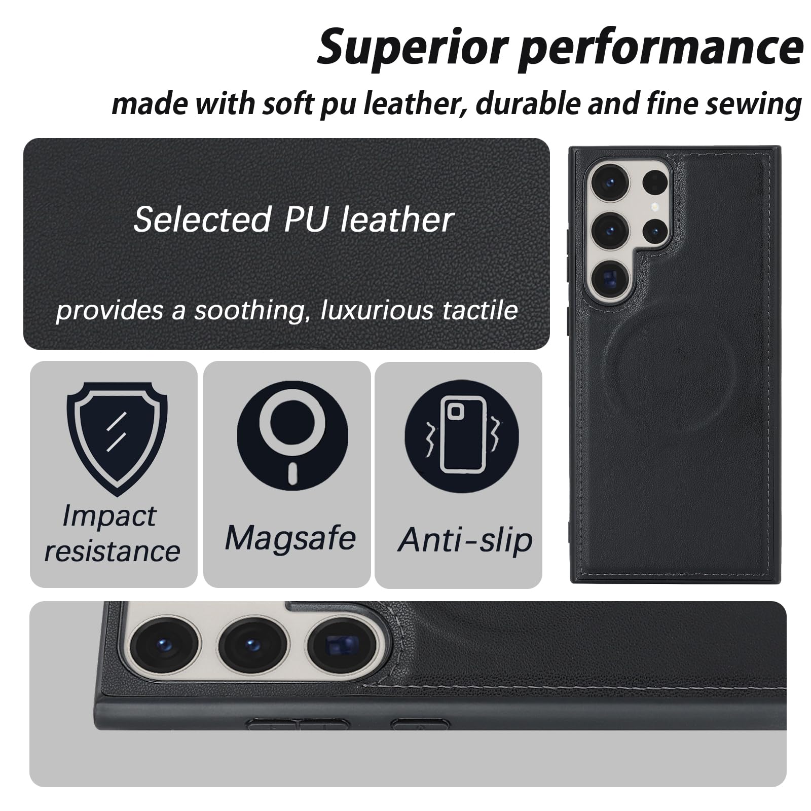 Havaya for Samsung Galaxy S23 Ultra Case Wallet magsafe Compatible Galaxy S23 Ultra Wallet case with Card Holder Detachable Magnetic flip Leather Cover for Men and Women-Black