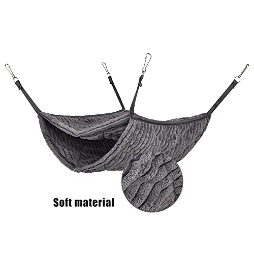 Petmolico Double Bunkbed Rat Hammock, Small Animal Hideaway Sleeping Swing Cage Accessories for Guinea Pigs Chinchilla, Fits 2 Ferrets or 5 More Rats, Gray
