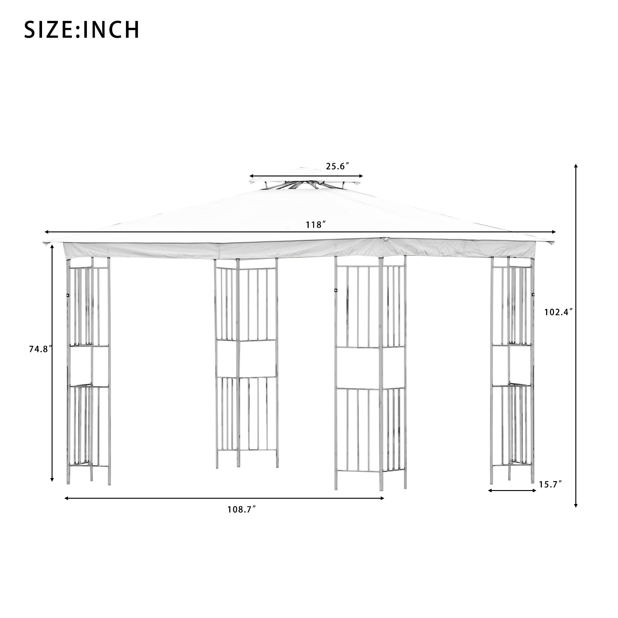 Merax Hardtop Gazebo - Outdoor Canopy Tent with Netting for Patio Garden Backyard (Beige)