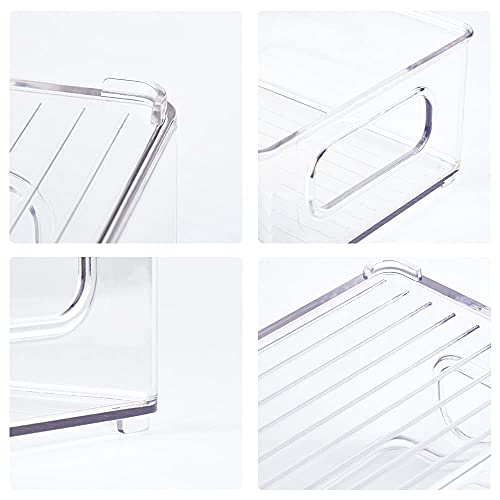 Refrigerator Organizer Food Storage Bins Refrigerator Storage box with Handles Clear Plastic BPA Free Food Storage Rack Set