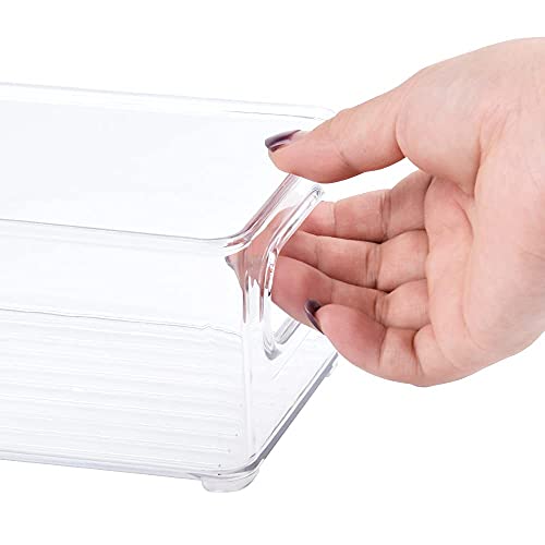 Refrigerator Organizer Food Storage Bins Refrigerator Storage box with Handles Clear Plastic BPA Free Food Storage Rack Set