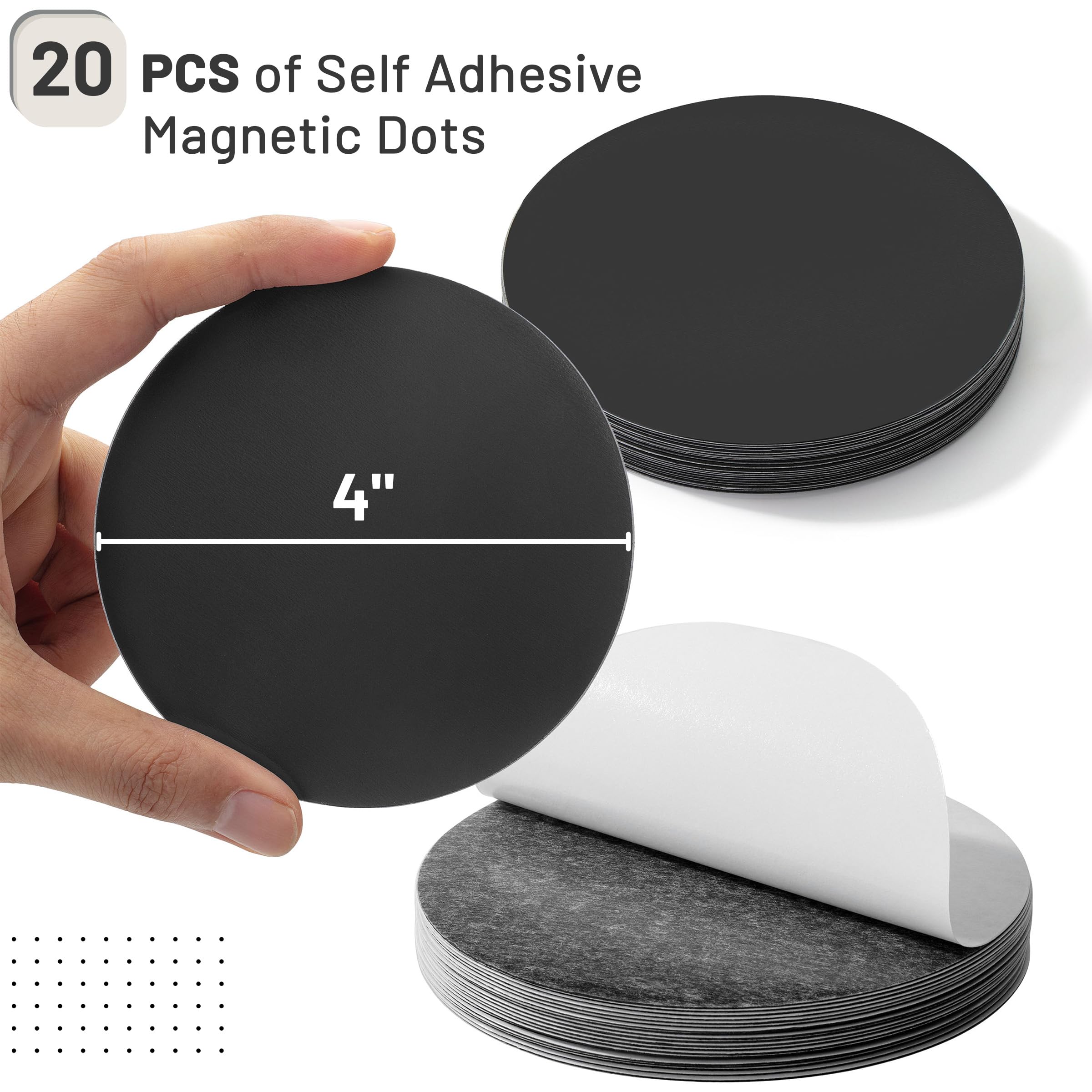 Mr. Pen- Round Magnets with Adhesive Backing, 20 pcs,4" Adhesive Magnetic Sheets with Adhesive Backing, Magnet Sheets with Adhesive, Magnets for Crafts Magnets with Adhesive Backing, Magnet Stickers
