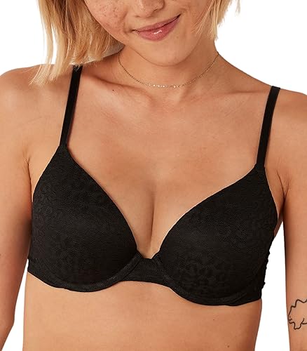 Victoria's Secret Pink Wear Everywhere Push Up Bra, Lace, Padded, Smoothing, Bras for Women, Black (34B)