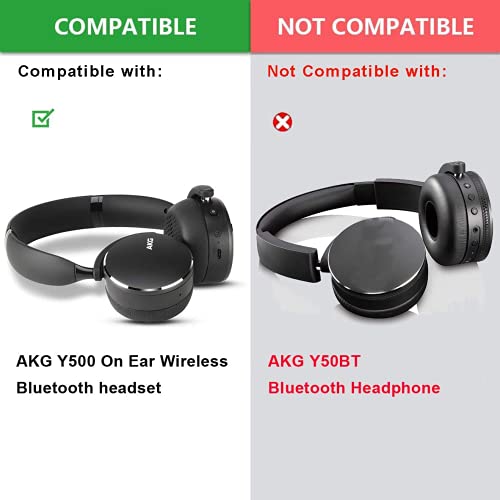 Y500 Ear Pads, Replacement Protein Leather Earpads Ear Pads Cushion Muffs Cover Repair Parts for AKG Y 500 Y-500 On-Ear Foldable Wireless Bluetooth Headphones Headsets (Black)