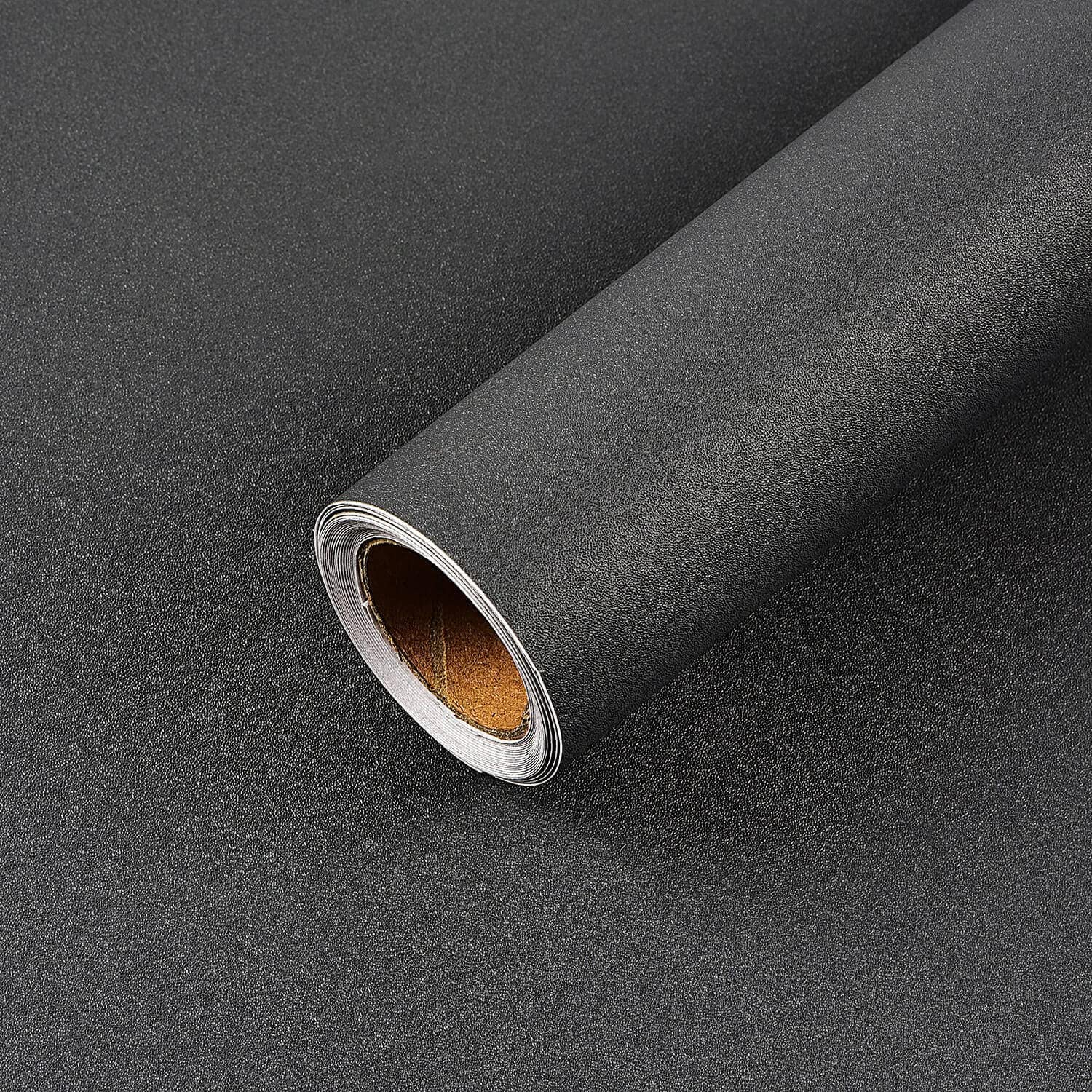 23.4in x197in Grey Wallpaper Peel and Stick Removable Self Adhesive Grey Contact Paper for Cabinets Bedroom Bathroom Wall Covering Matte Textured Waterproof DIY Decorative