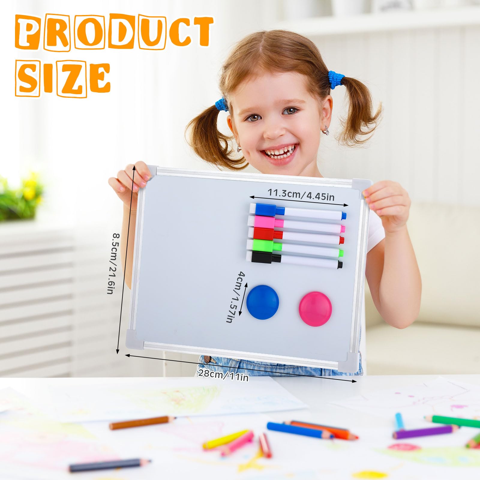 Fuutreo 10 Pcs Small White Board Dry Erase 8.5" x 11" Magnetic Dry Erase Board for Fridge Hanging Whiteboard with 10 Magnetic Markers 20 Magnets for Refrigerator Wall Home Office School Kids Students
