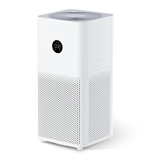 MI Air Purifiers for Home Large Room- Smart Wifi and PM2.5 Monitor- Voice Control Cleaner for Pets, Bedroom, Dust- Quiet Air Purifier Covers 398 Sq. Ft- True HEPA Filter Removes 99.9% of Particles- 3C