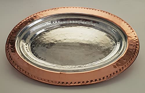 DLK - Handmade Pure Copper Serving Plate - Iskender Kebab Plate - Turkish Kebab presentation - Oval Copper Plate 12 inch (31cm)