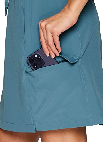 RBX Women's Quick Drying Skort with Cargo Pockets, Lightweight Breathable Stretch Woven Skort with Inner Compression Shorts, Active Skirt for Golf, Tennis, Sports, Long Cargo Teal