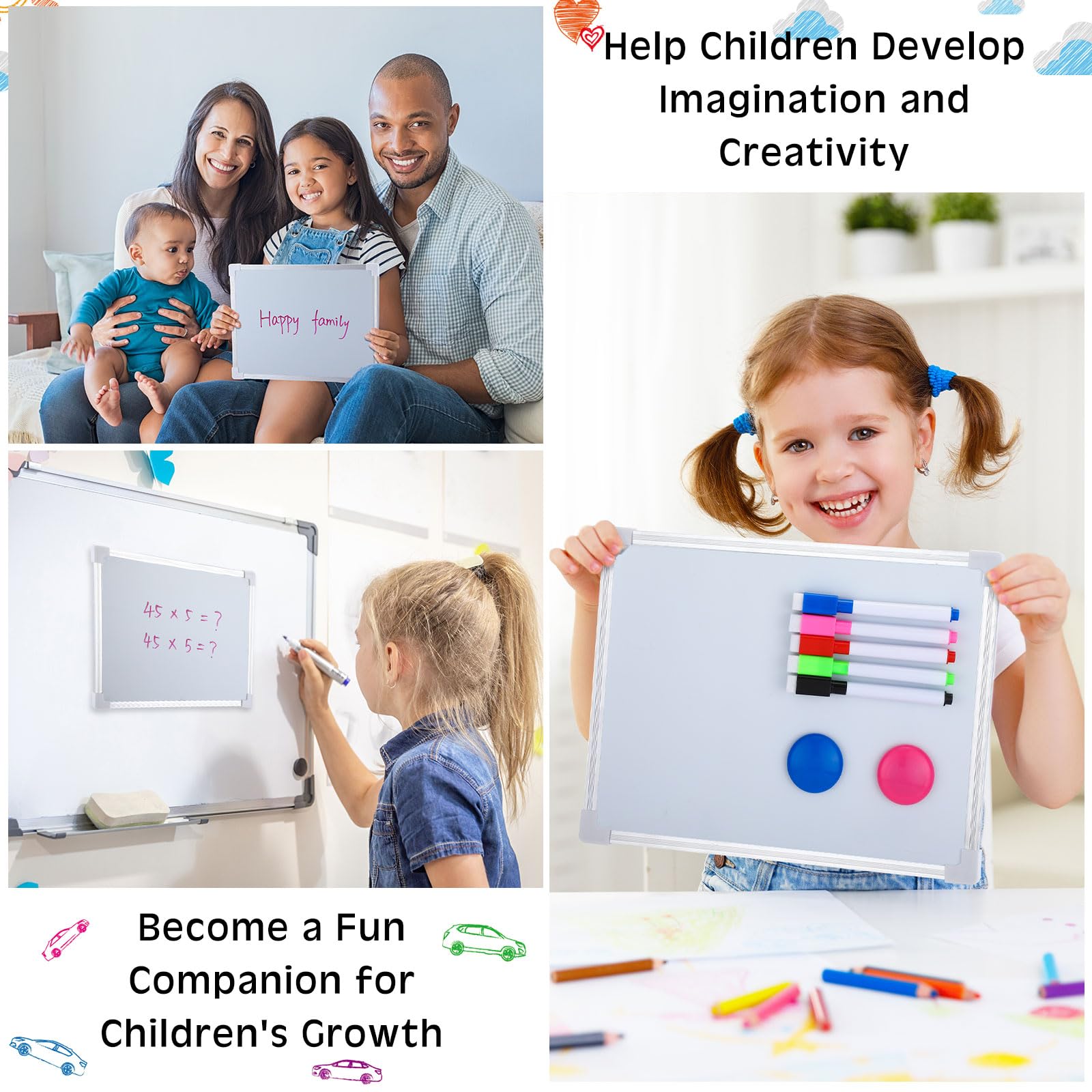 Fuutreo 10 Pcs Small White Board Dry Erase 8.5" x 11" Magnetic Dry Erase Board for Fridge Hanging Whiteboard with 10 Magnetic Markers 20 Magnets for Refrigerator Wall Home Office School Kids Students