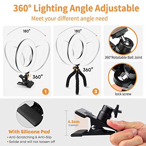 Video Conference Lighting Kit, Ring Light Clip on Laptop Monitor with 5 Dimmable Color & 5 Brightness Level for Webcam Lighting/Zoom Lighting/Remote Working/Self Broadcasting and Live Streaming, etc.