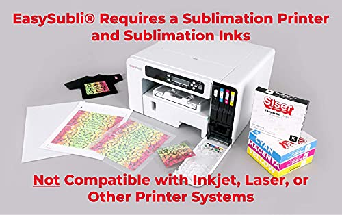 Sawgrass EASYSUBLI Sublimation Ink cartridges for SG500 Printer (Full Set) Bundle with EasySubli HTV Heat Transfer Vinyl - 10 Sheets EasySubli 8.4x11 and 10 Sheets EasySubli Mask 8x10 for Siser Users
