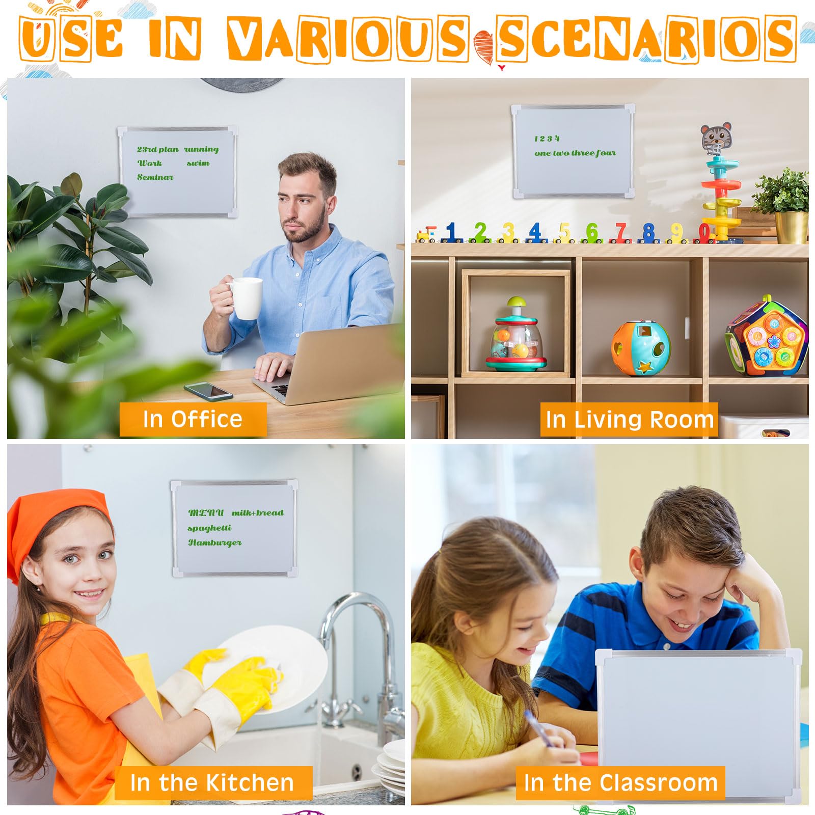 Fuutreo 10 Pcs Small White Board Dry Erase 8.5" x 11" Magnetic Dry Erase Board for Fridge Hanging Whiteboard with 10 Magnetic Markers 20 Magnets for Refrigerator Wall Home Office School Kids Students