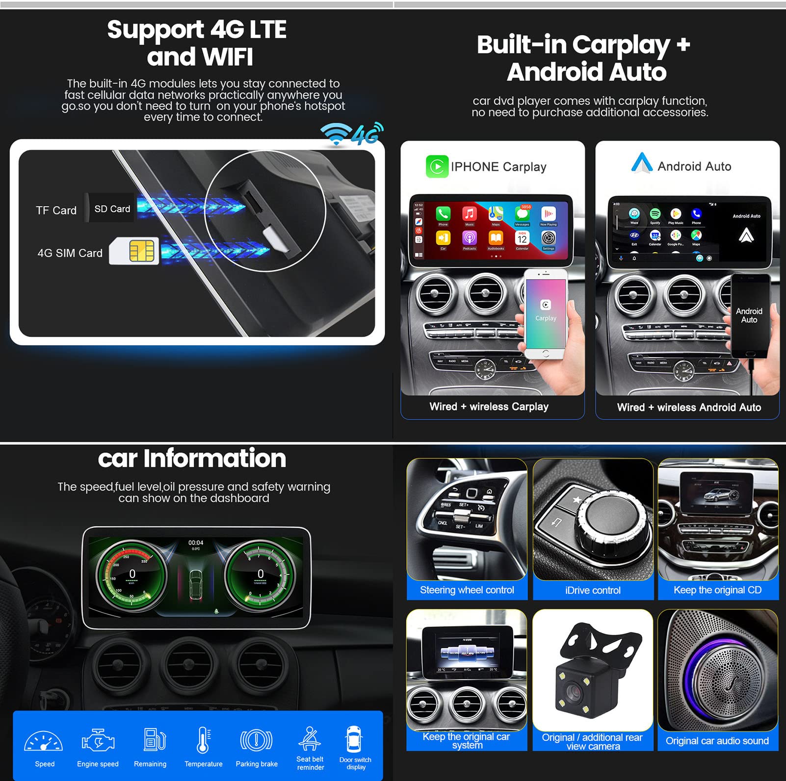 Android 12 Car Stereo GPS Sat Nav for Mercedes-Benz B-Class W245/246 Touchscreen Multimedia Player Mirror Link TPMS CarPlay + DVR,Qualcomm 450 4+64GB 10.25 inch-2013-2014 NTG4.5